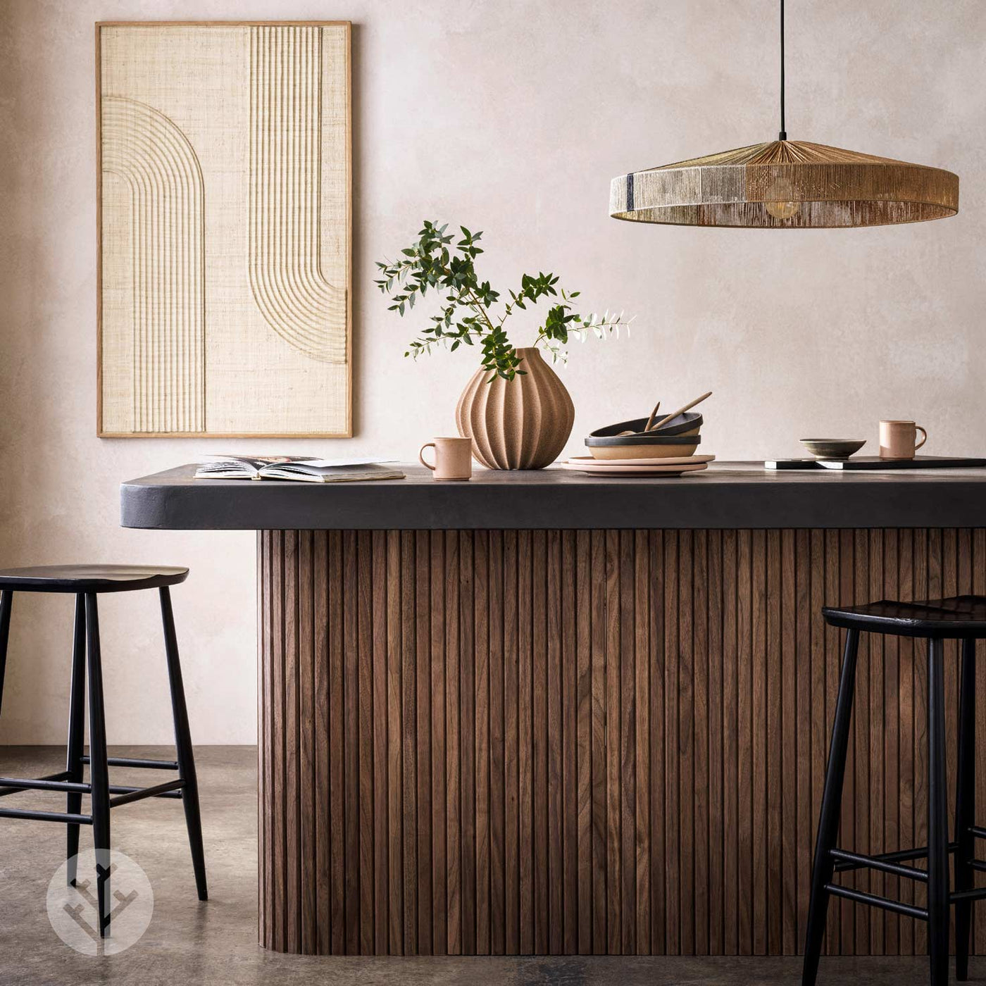 Flutto™ Walnut Slat Flexible Tambour Wood Panels | Chic Flexible Paneling