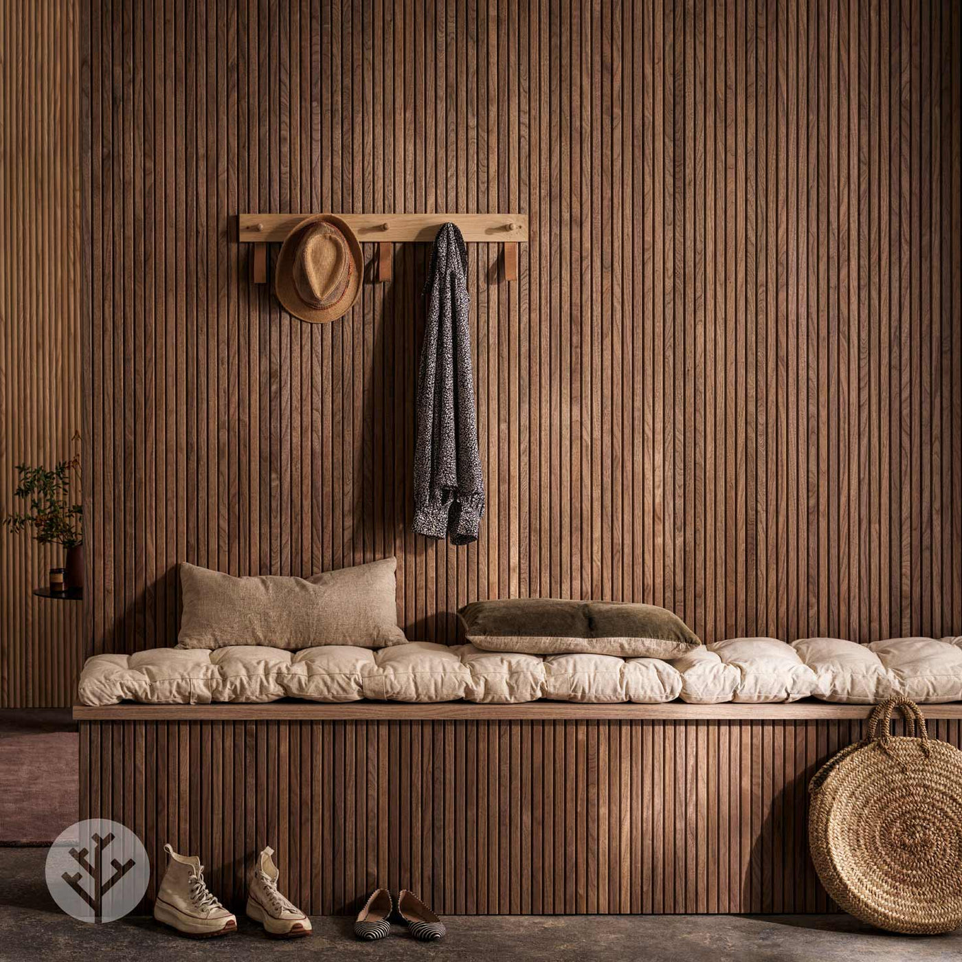 Flutto™ Walnut Slat Flexible Tambour Wood Panels | Chic Flexible Paneling
