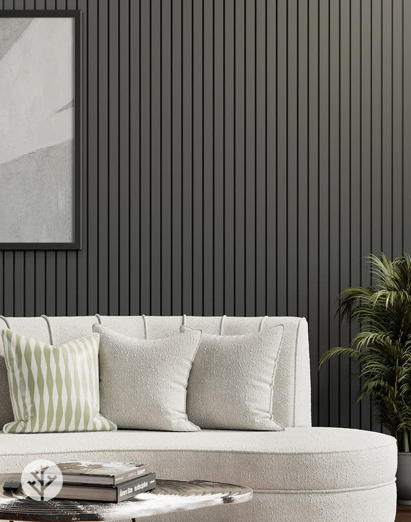 Natural Oak & Grey Felt Slat Wood Wall Panel | Luxury Panels