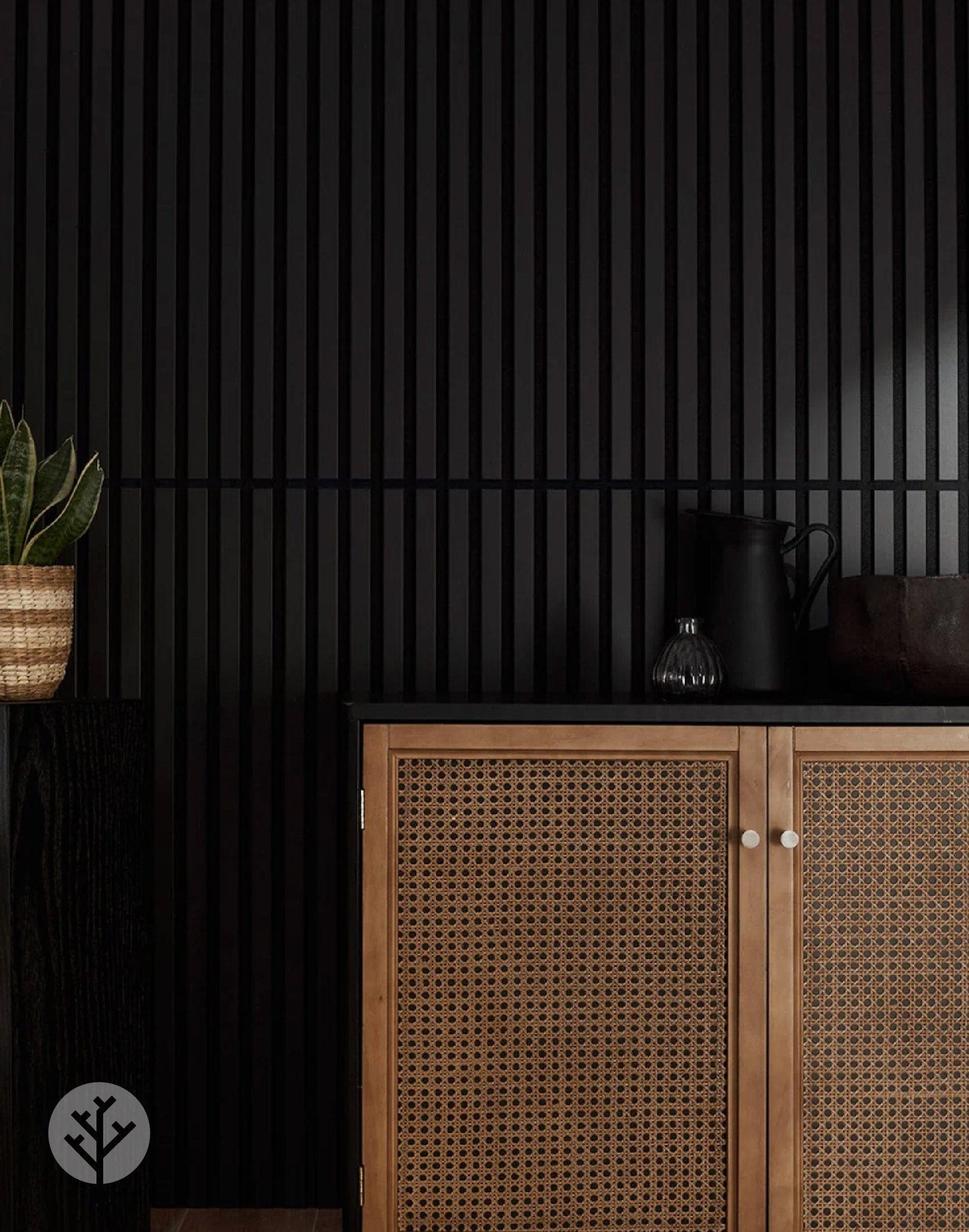 Black Slatted Wood Interior Wall Paneling | Order Online