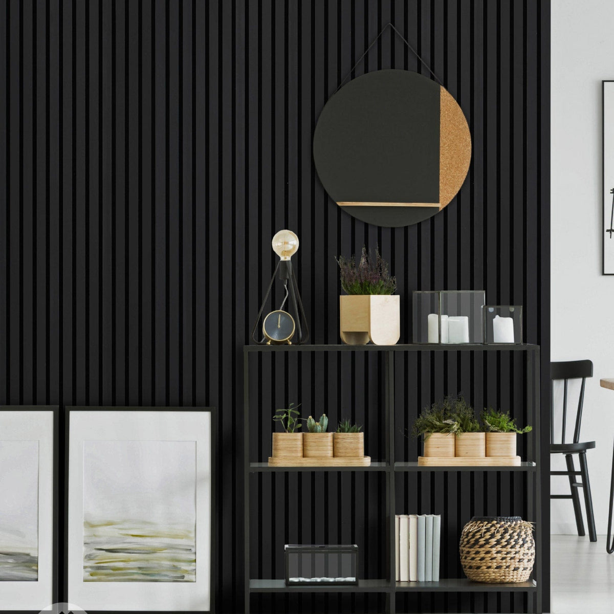 Black Slatted Wood Interior Wall Paneling | Order Online