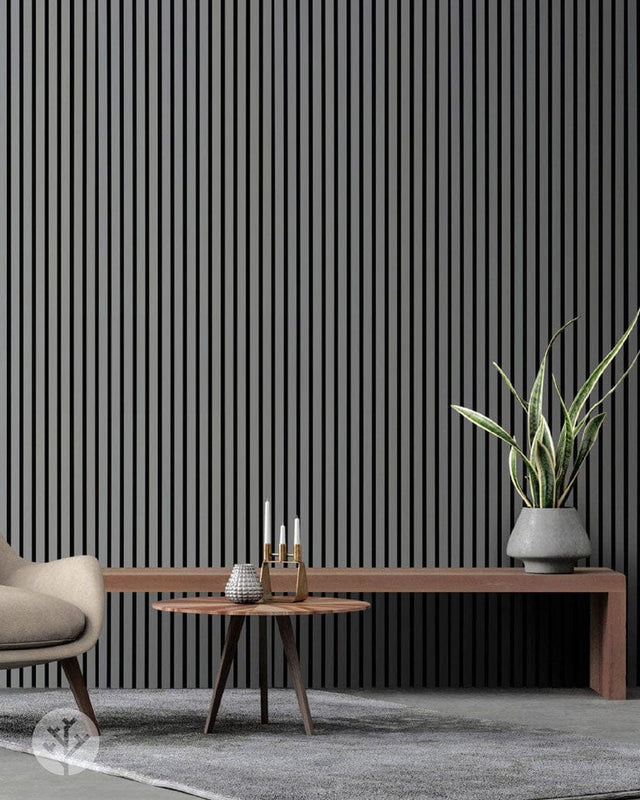 Black Slatted Wood Interior Wall Paneling | Order Online