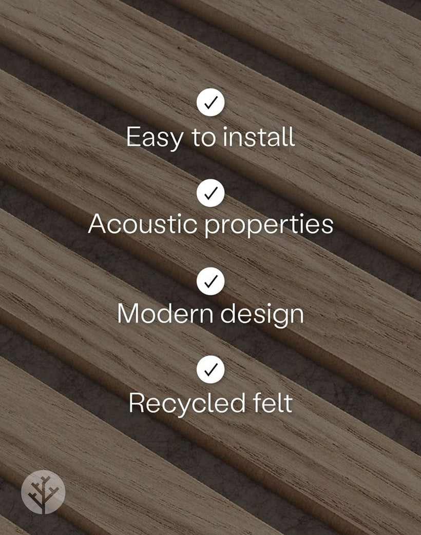 Natural Oak & Grey Felt Slat Wood Wall Panel | Luxury Panels