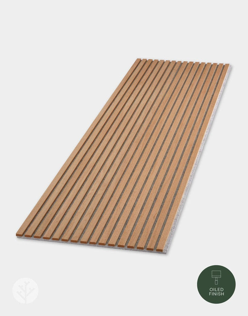 Natural Oak & Grey Felt Slat Wood Wall Panel | Luxury Panels