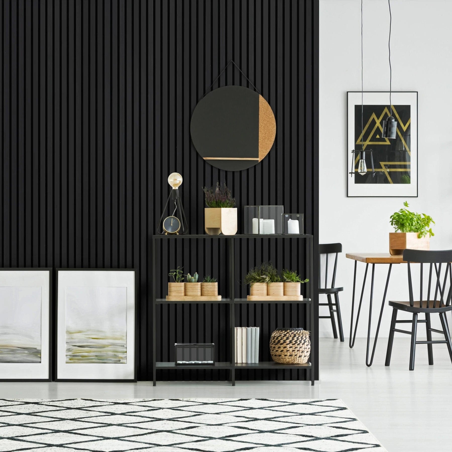 Black Slatted Wood Interior Wall Paneling | Order Online