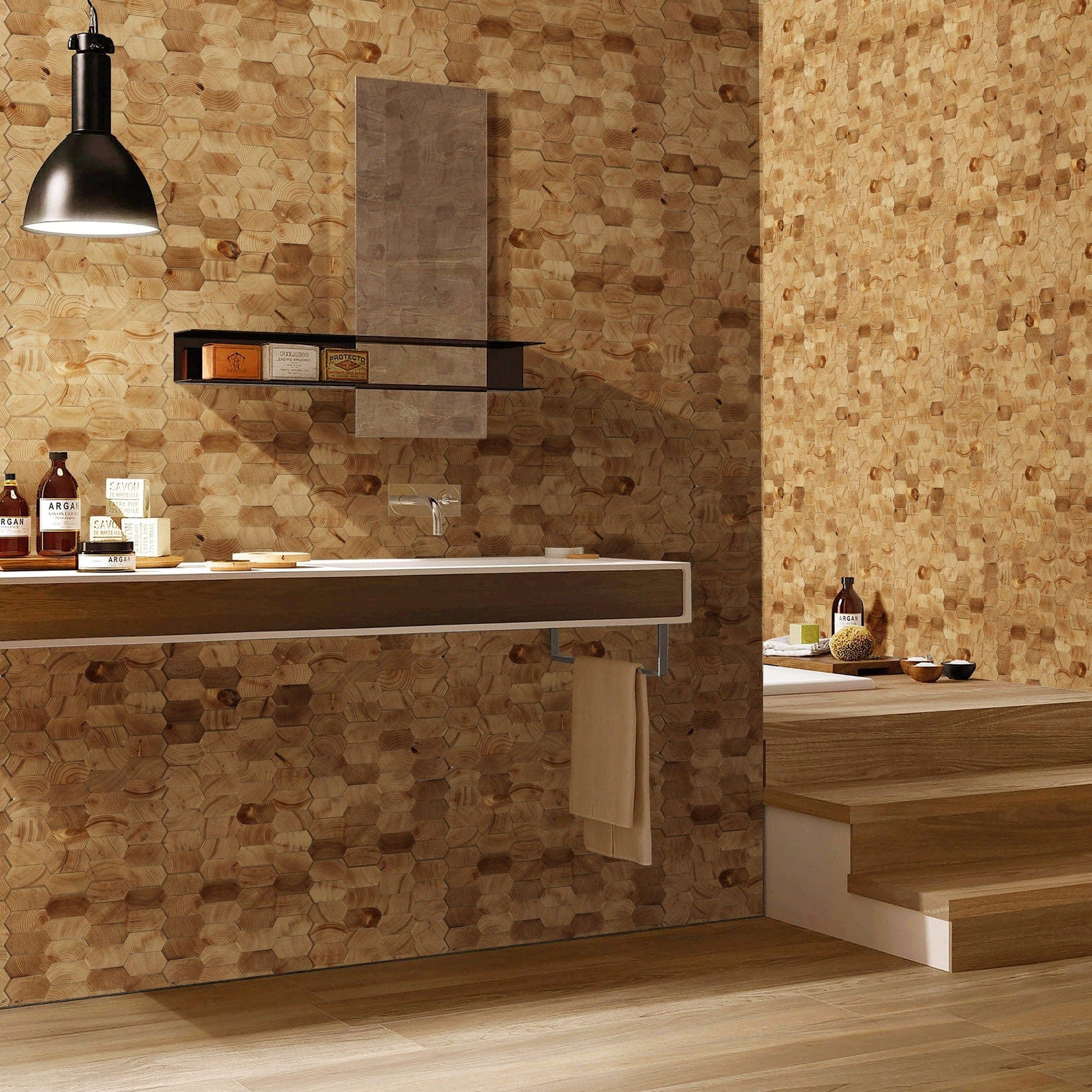 Wood Mosaic Tile Wall